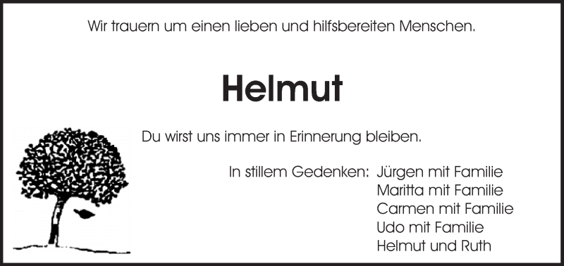 Traueranzeigen von Helmut Flegel | ZVW-Trauer